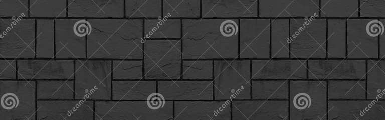 Block Pattern of Black Stone Cladding Wall Tile Texture and Seamless ...