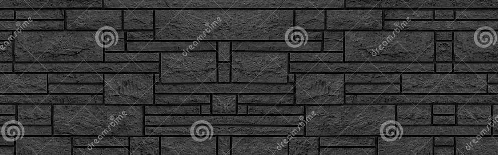Block Pattern of Black Stone Cladding Wall Tile Texture and Seamless ...