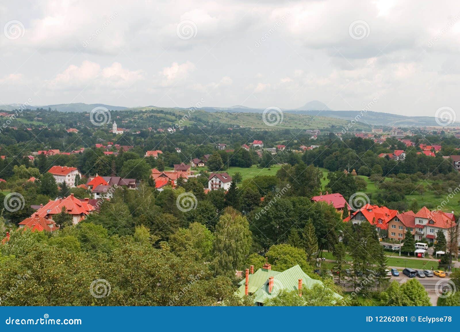 Panorama of bran city stock image. Image of europe, street - 12262081