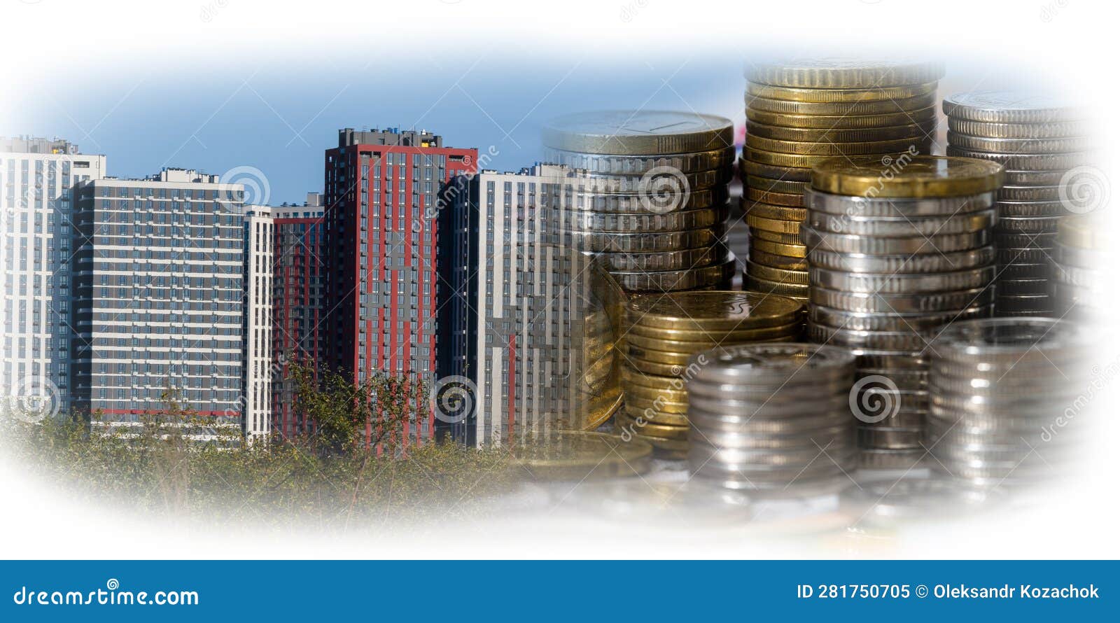 Panorama of the Building in the Background Money . the Concept of ...