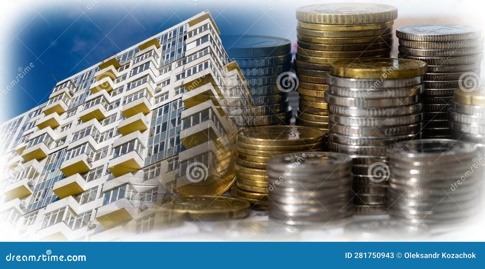 Panorama of the Building in the Background Money . the Concept of ...