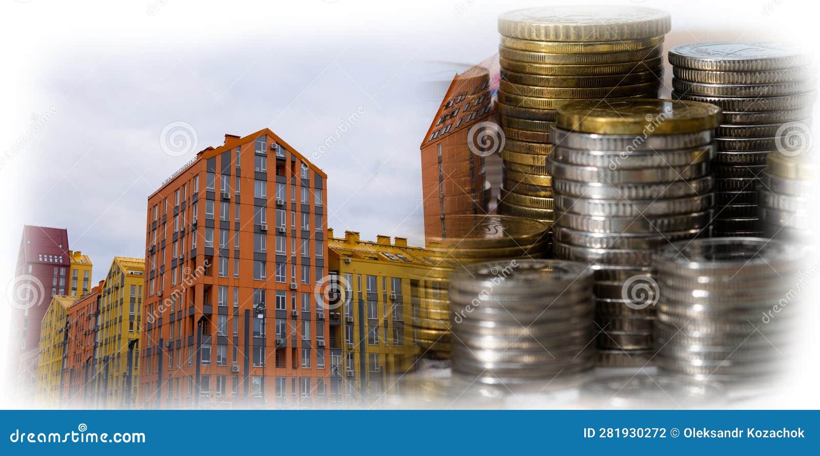 Panorama of the Building in the Background Money . the Concept of ...
