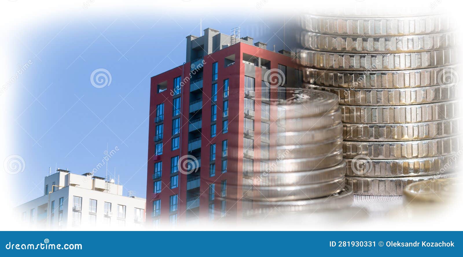 Panorama of the Building in the Background Money . the Concept of ...