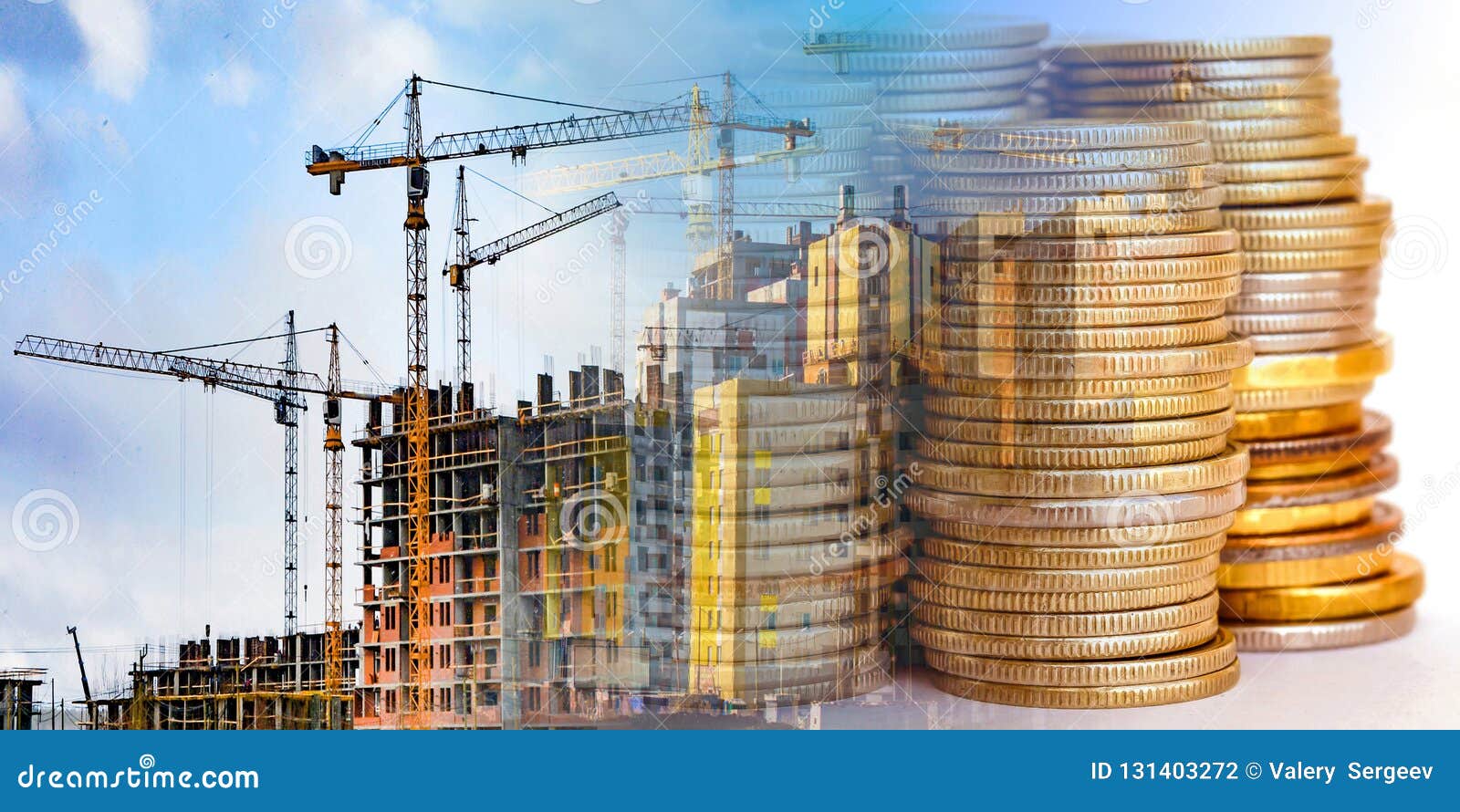Panorama of the Building in the Background Money . Stock Photo - Image ...