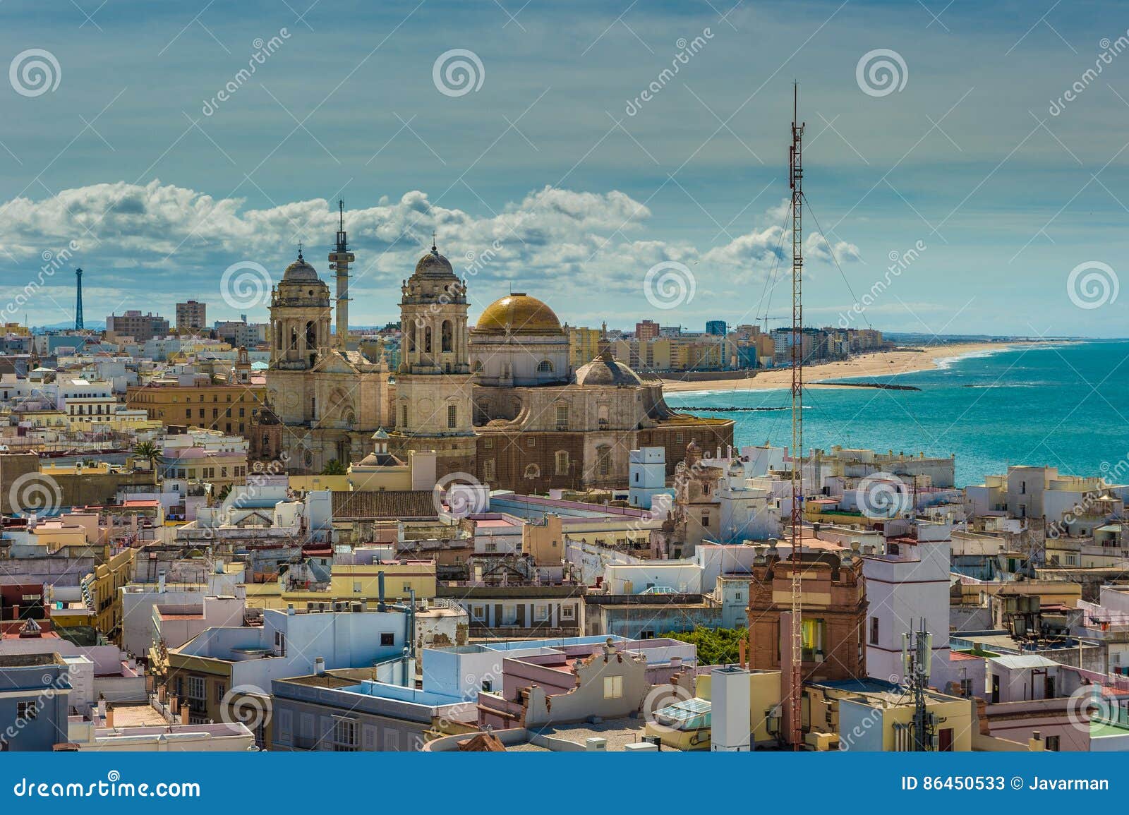 Panorama of Cadiz, Spain stock image. Image of spain - 86450533
