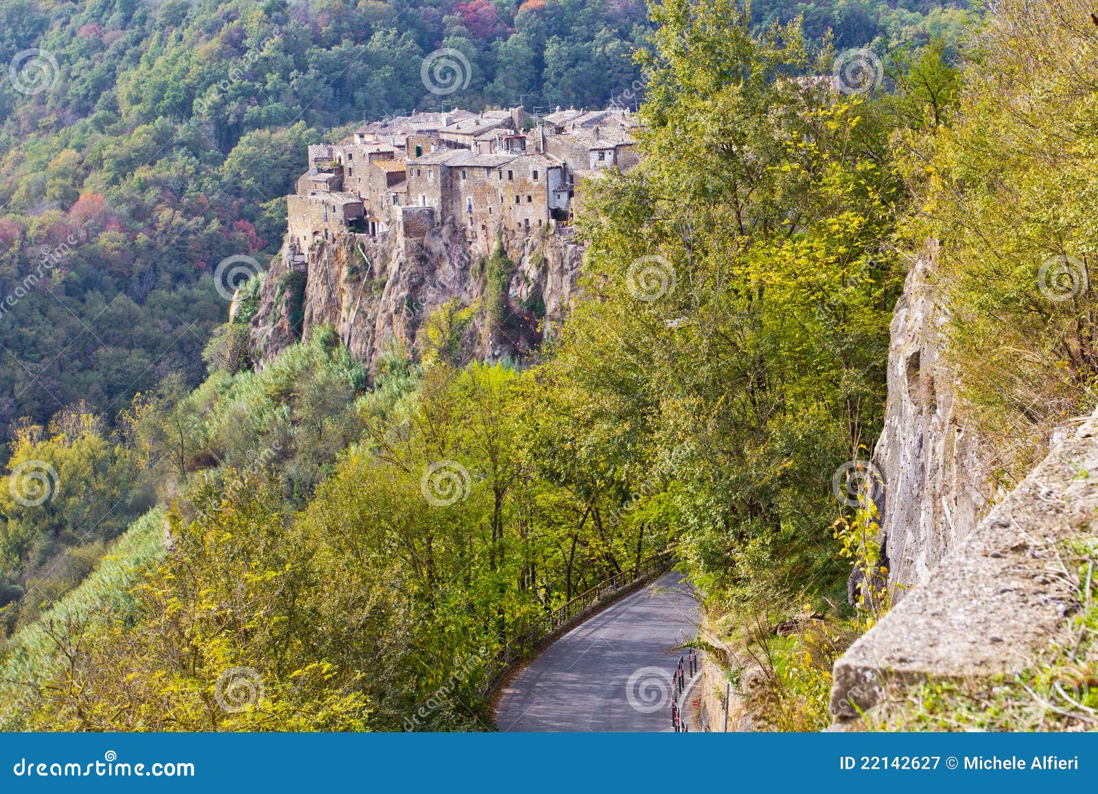 Panorama of Calcata, Italy. Stock Image - Image of calcata, village ...