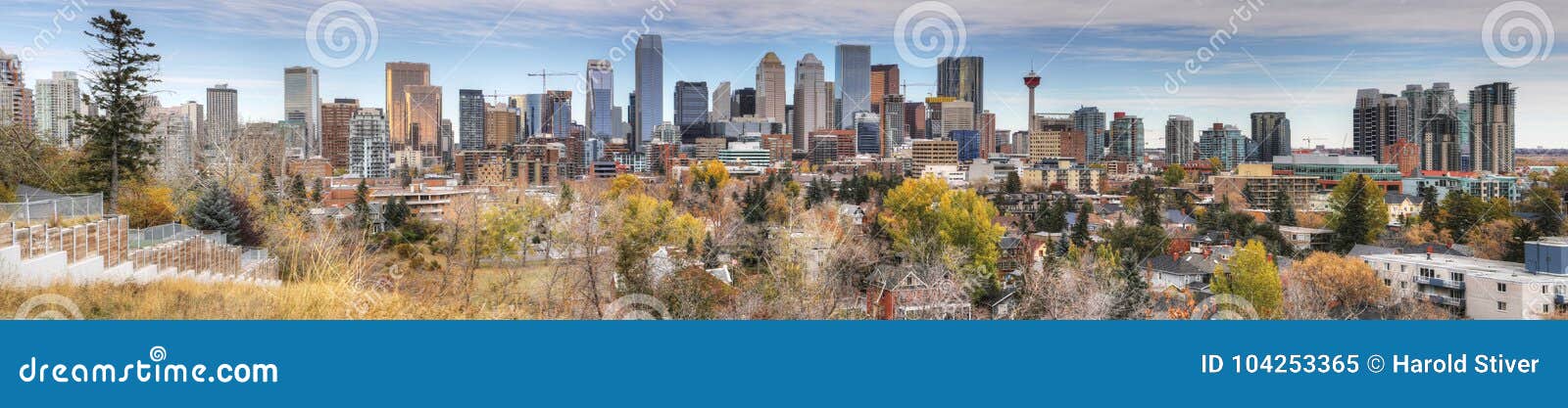Panorama of Calgary, Canada Skyline Stock Image - Image of colorful ...