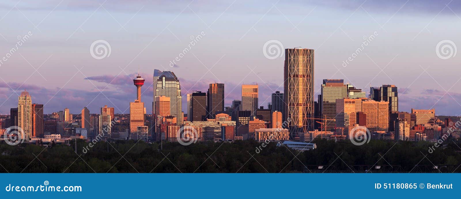 Panorama of Calgary at Sunrise Stock Image - Image of avenue, skyline ...
