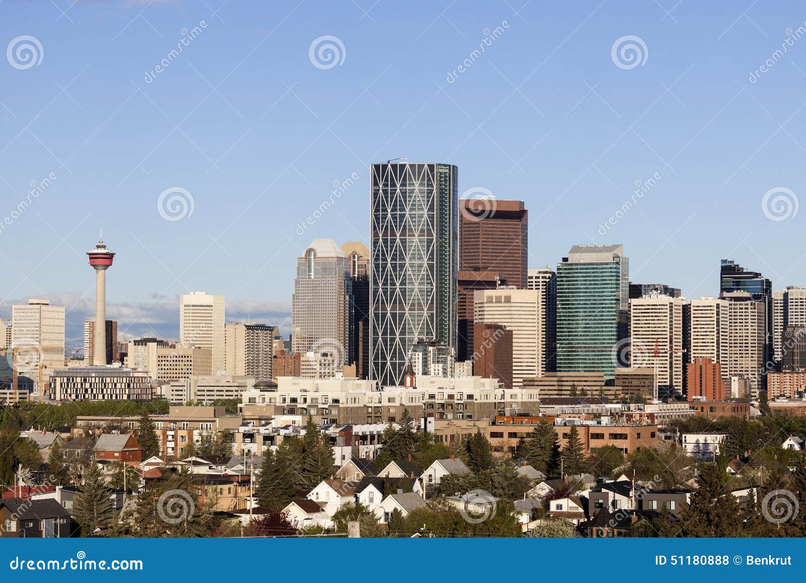 Panorama of Calgary at Sunrise Stock Photo - Image of travel, tower ...