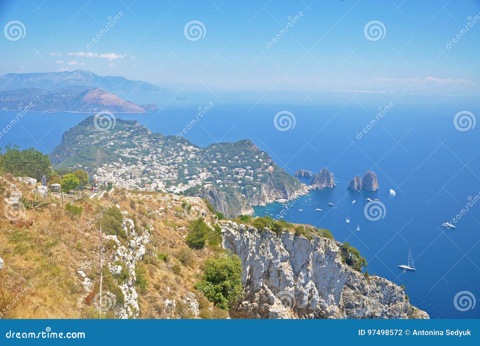 Panorama of Capri and Overlooking One of the Lagoons Stock Photo ...