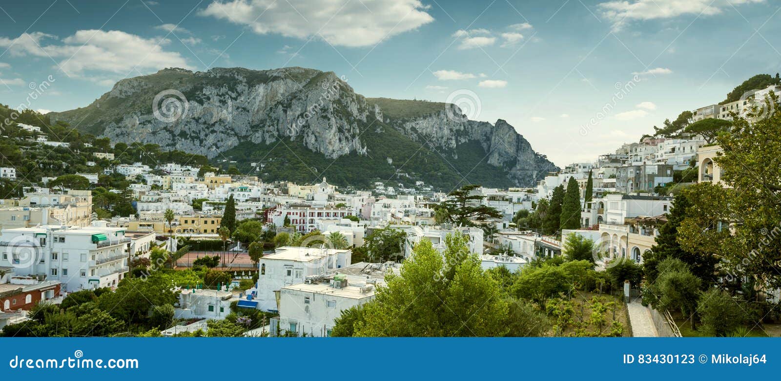 Panorama of Capri Town on Capri Island Stock Image - Image of campania ...