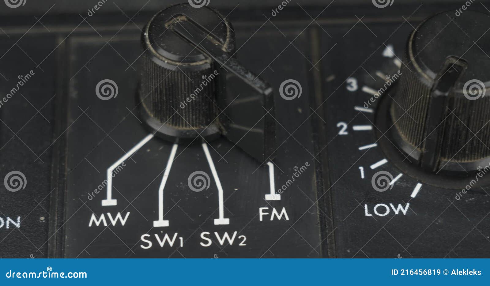 Panorama of the Cassette Recorder Control Panel. Knobs and Switches of ...