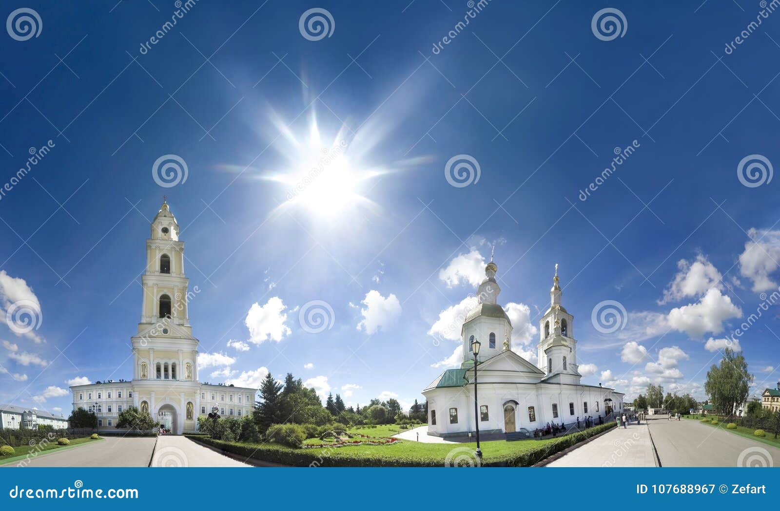Panorama of Cathedral Square in Holy Trinity Seraphim-Diveevo Monastery ...