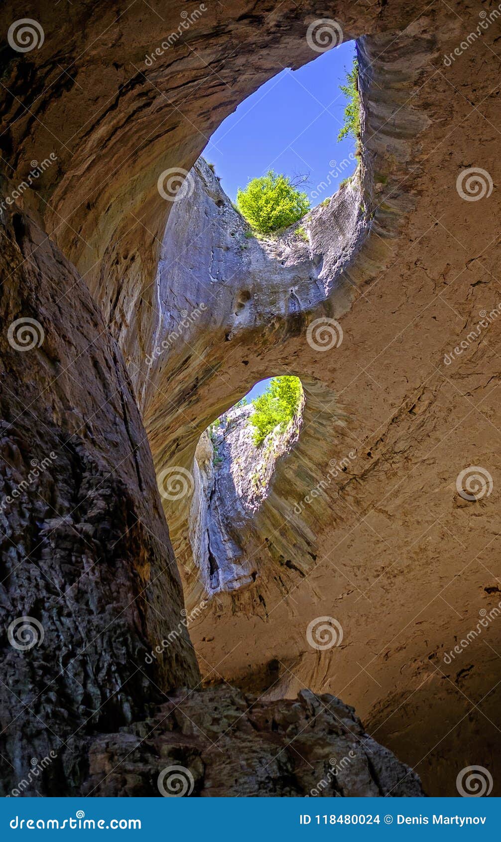 Panorama of the Ceiling of the Cave with Holes Stock Photo - Image of ...