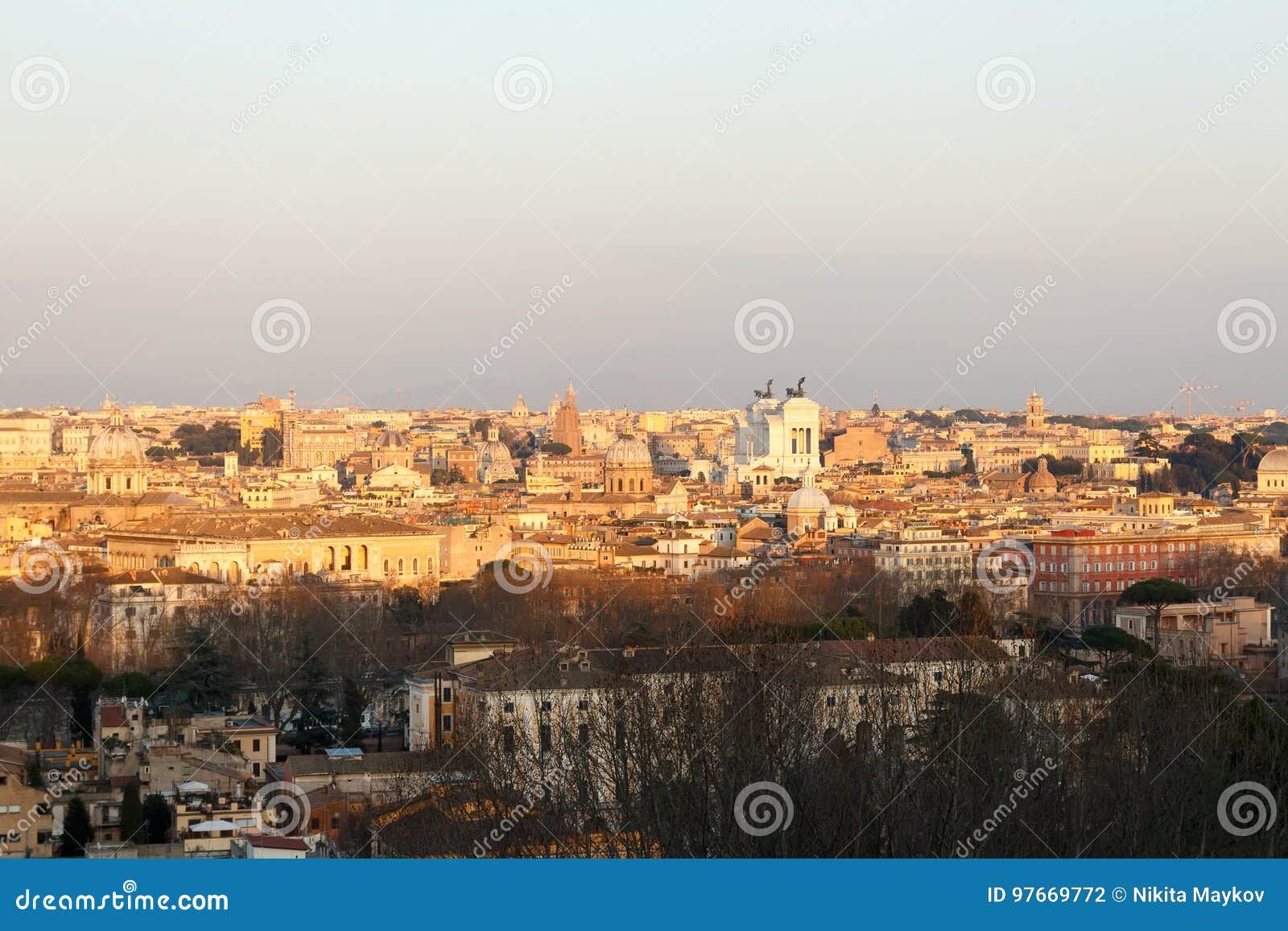 Panorama of Central Rome, Italy Stock Photo - Image of church, dome ...