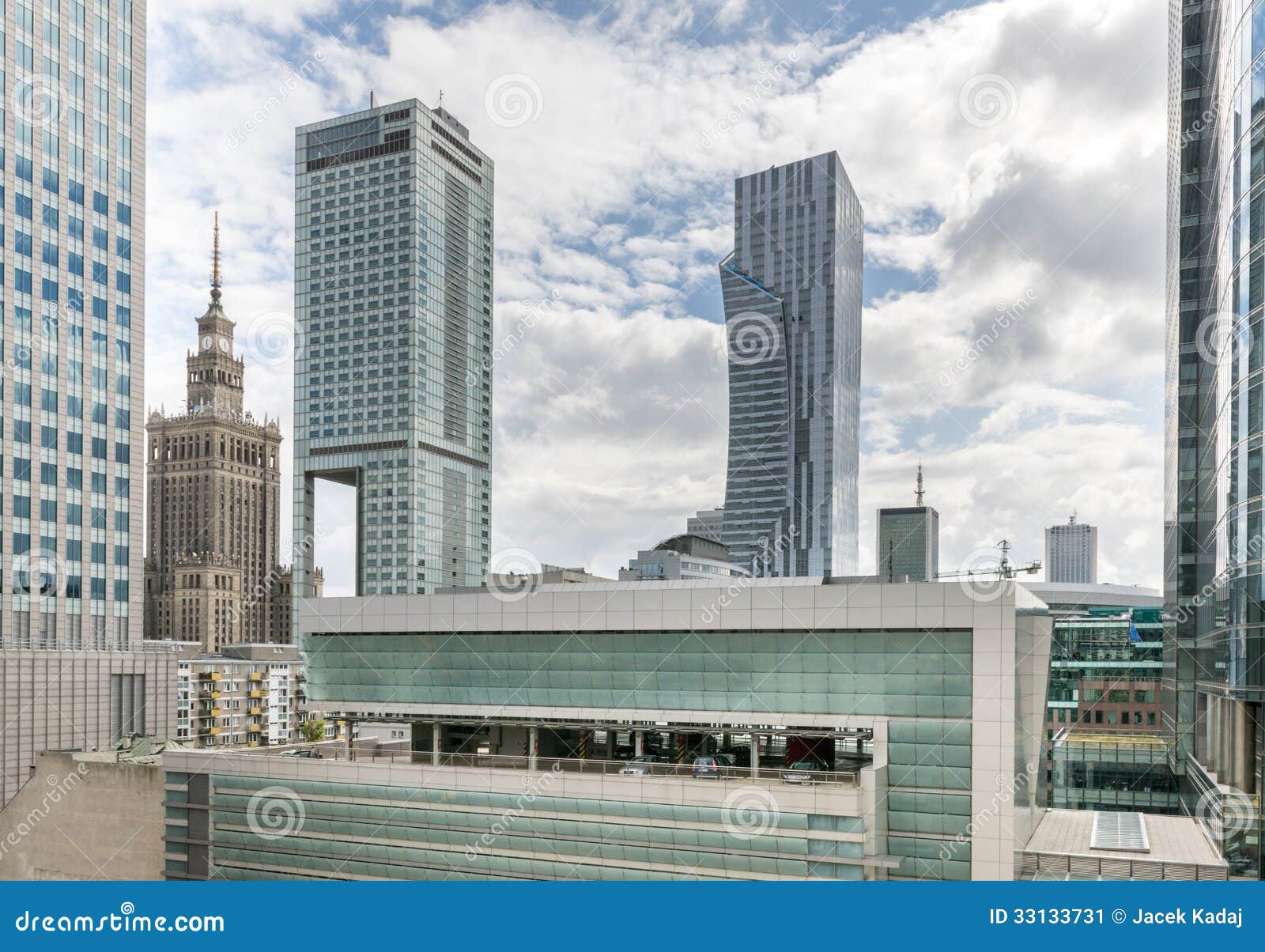 Panorama Centrum Miasta Warszawa, Polska Obraz Stock - Obraz złożonej z ...