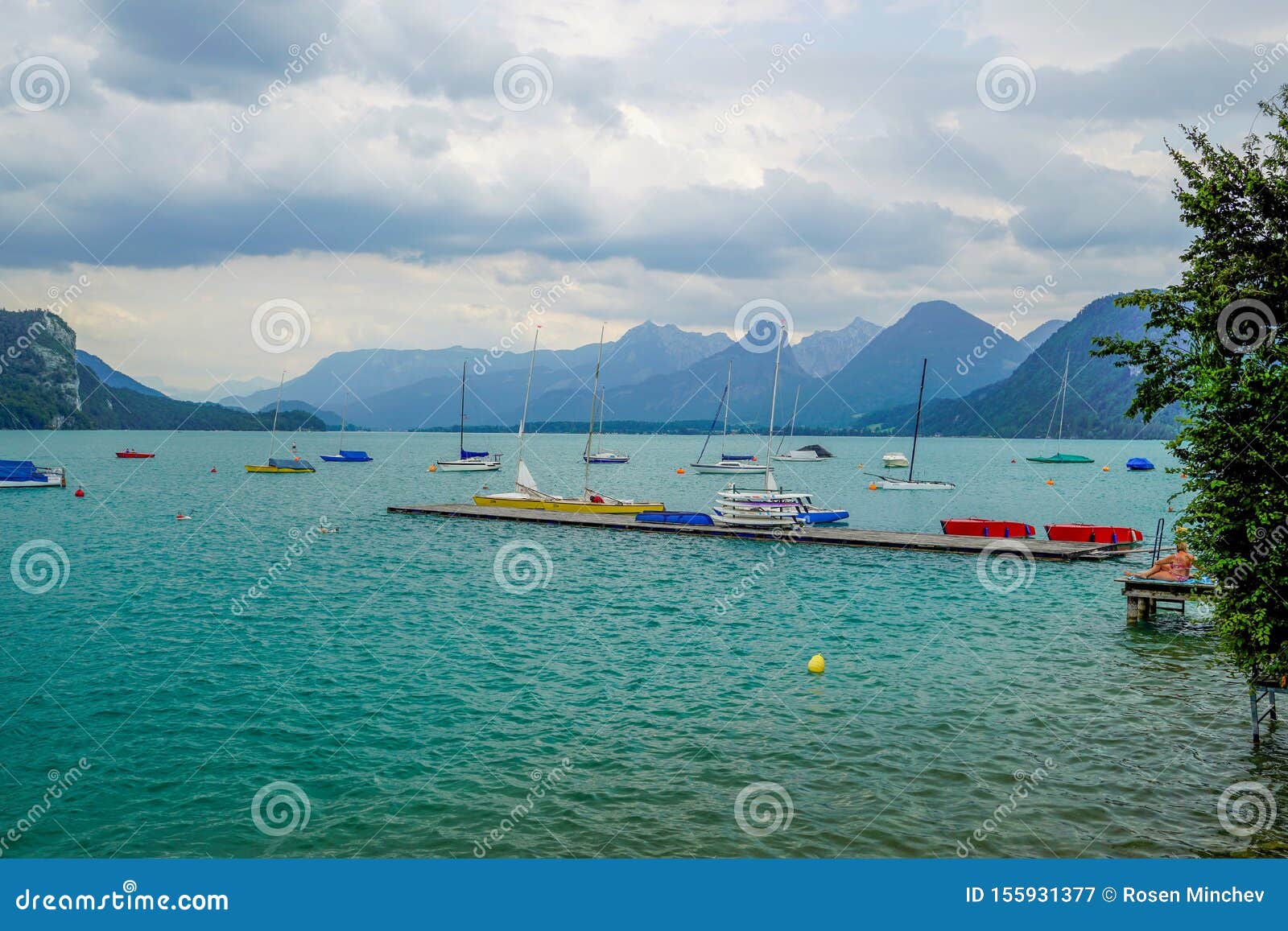 Panorama of the Charming Lake Wolfgangsee Stock Image - Image of aerial ...