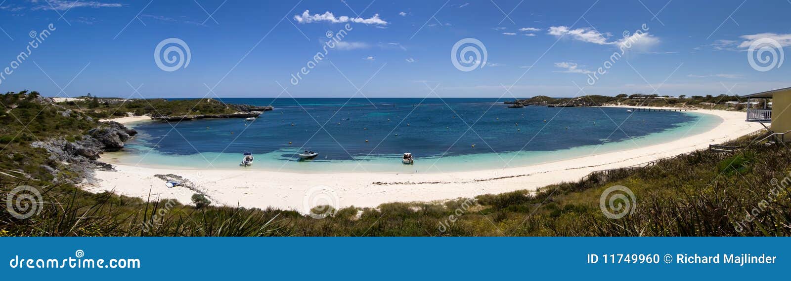 Panorama of a Circular Bay and Beach Stock Photo - Image of balcony ...