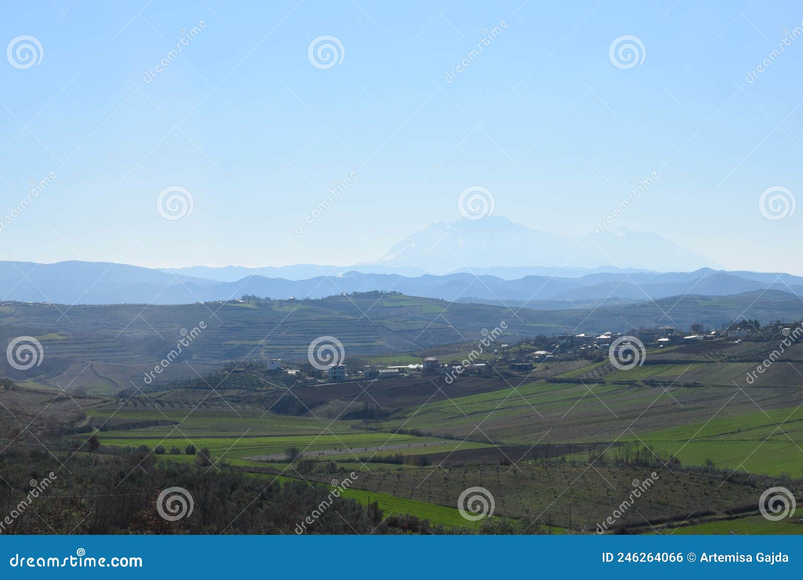 Panorama from the City of Belsh, Albania. Mountain, Sky Stock Photo ...