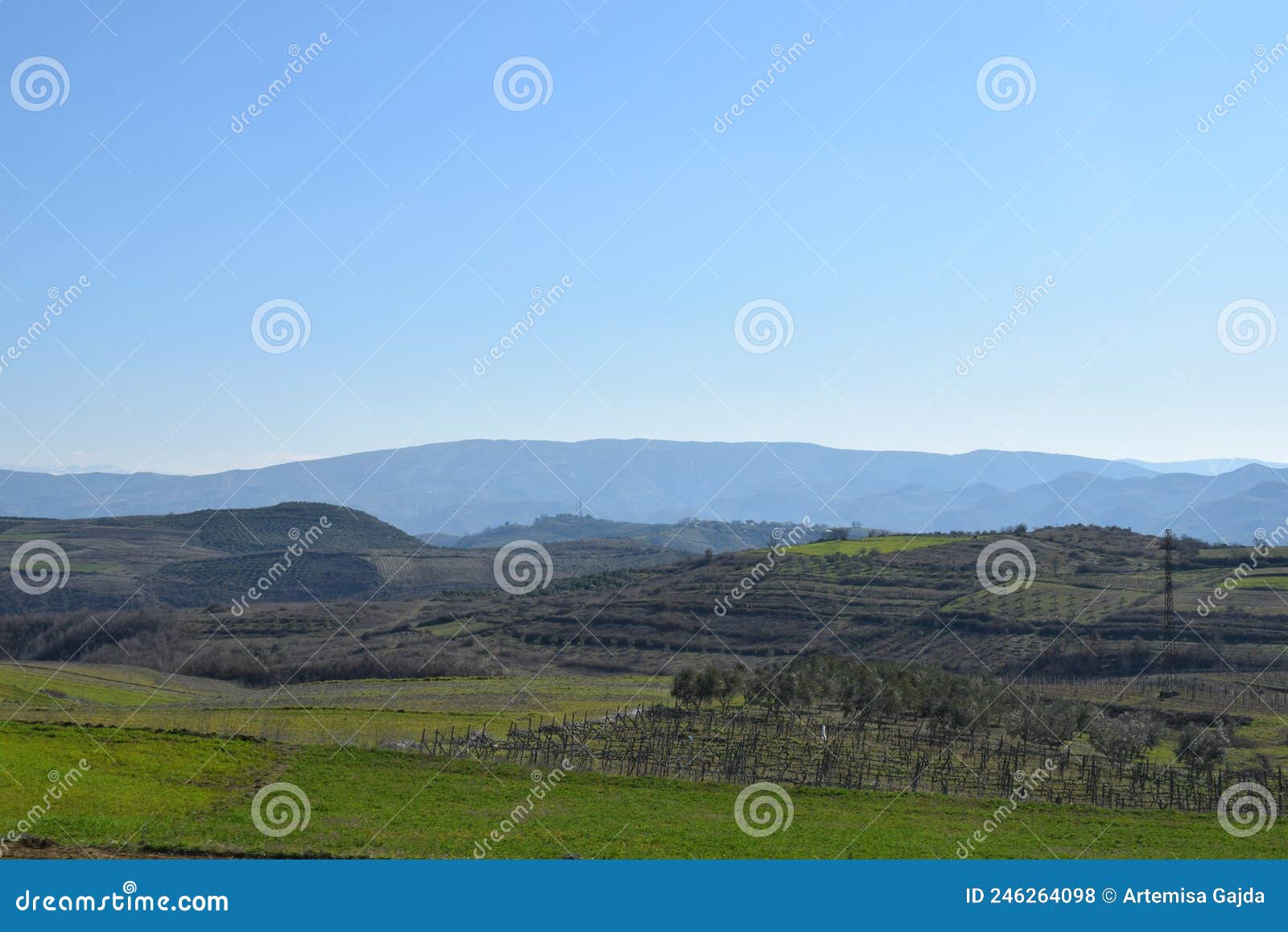 Panorama from the City of Belsh, Albania. Mountain, Sky Stock Photo ...