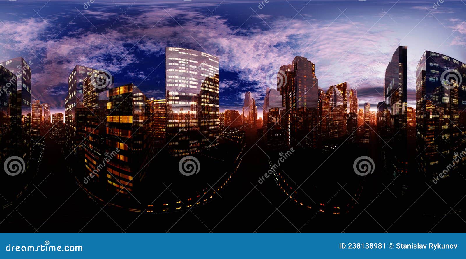 Panorama of the city. HDRI stock illustration. Illustration of ...