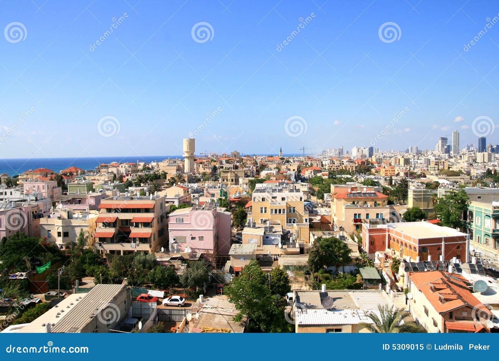 Panorama of the City of Jafo Stock Image - Image of aviv, architecture ...
