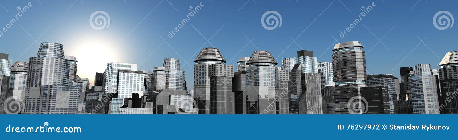 Panorama of the City. Sun Over the City Stock Photo - Image of ...