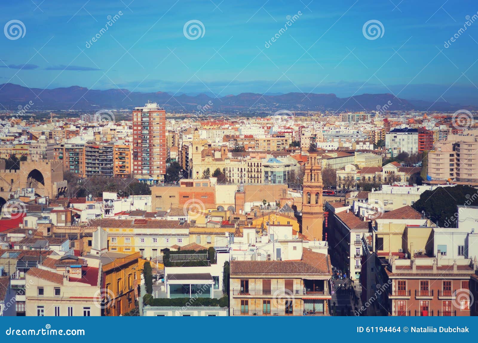 Panorama of the City of Valencia Stock Photo - Image of blue, clouds ...