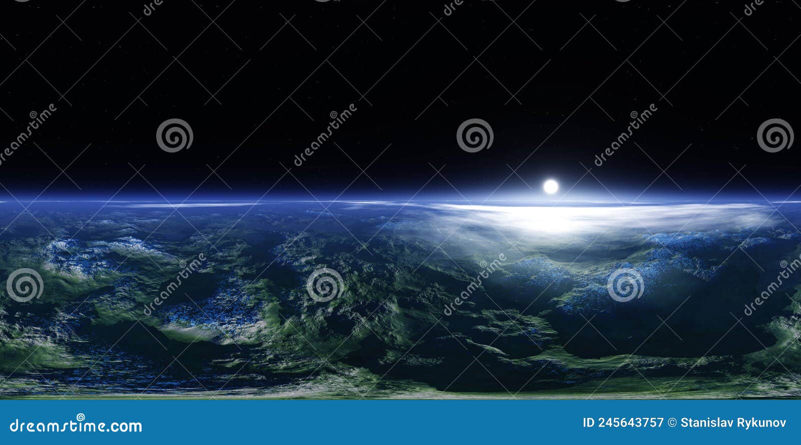 Earth from Orbit, HDRI, 3d Rendering Stock Illustration - Illustration ...