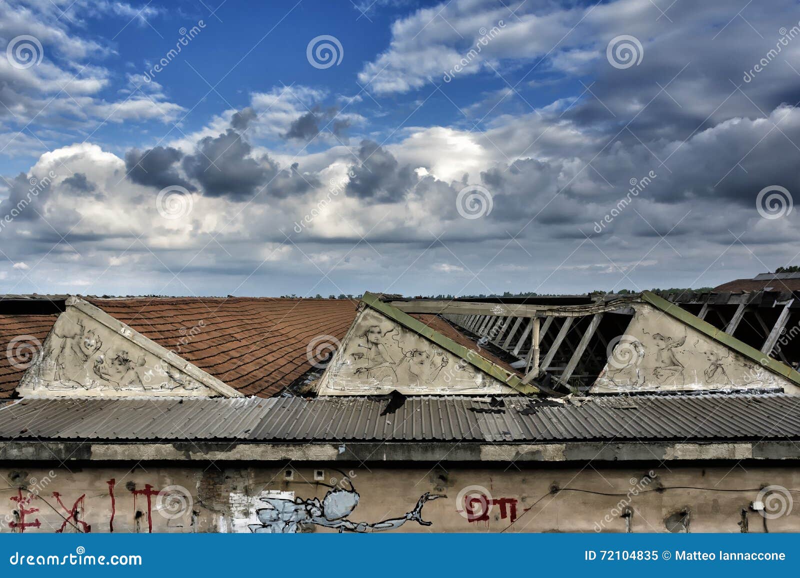 Panorama with Clouds Swollen from the Roof Stock Image - Image of ...