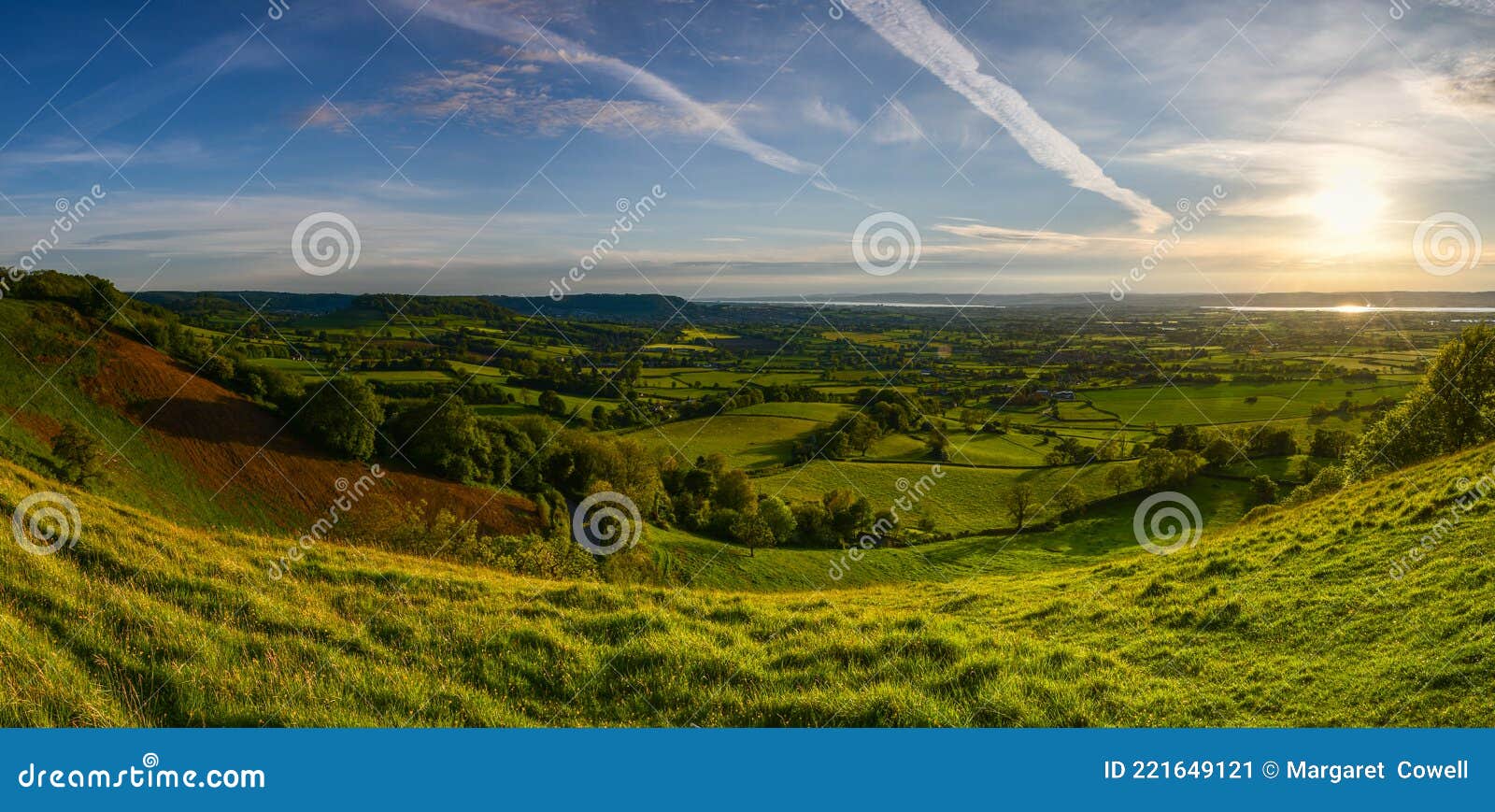 Panorama of Coaley Peak, Glocestershire Stock Image - Image of fields ...