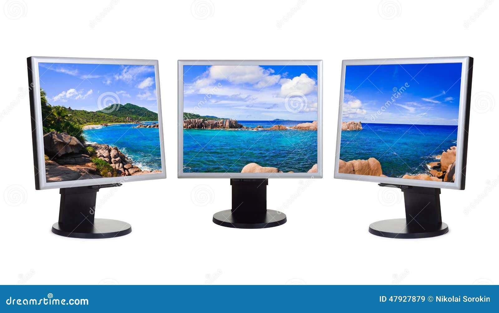 Panorama of Coast on Computer Screens Stock Image - Image of ocean ...
