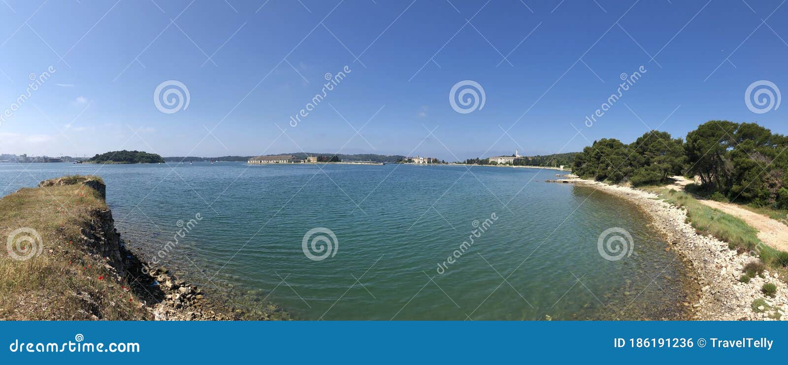 Panorama from the Coast of Pula Stock Photo - Image of ocean ...