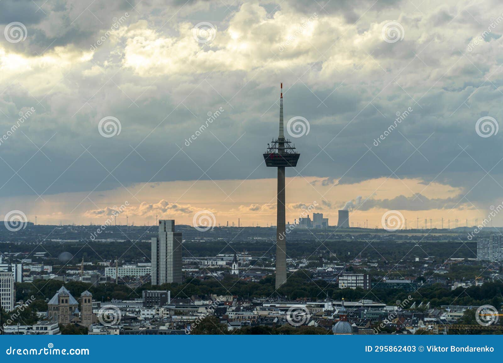 Dramatic Thunderclouds Over Cologne and a View of Colonius Stock Image ...