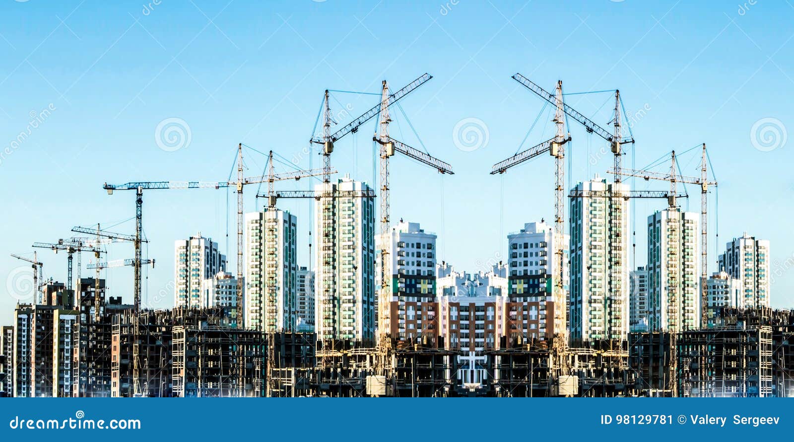 Panorama of the Construction of Modern Residential District . Stock ...