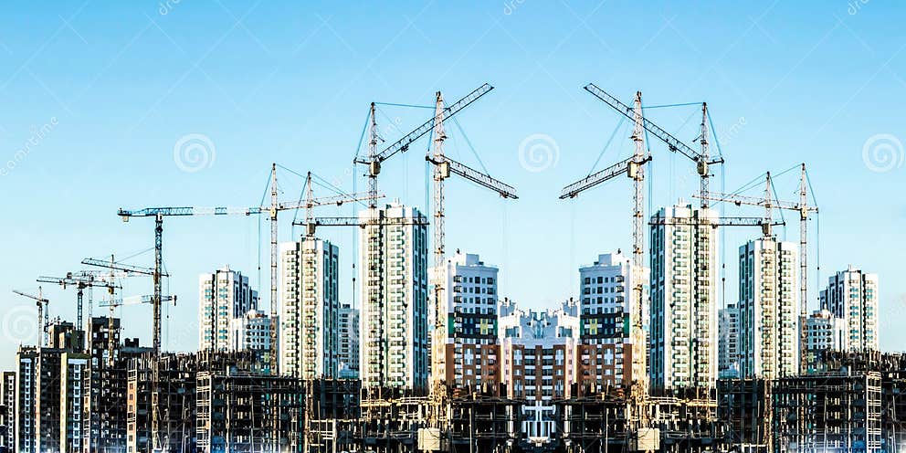 Panorama of the Construction of Modern Residential District . Stock ...