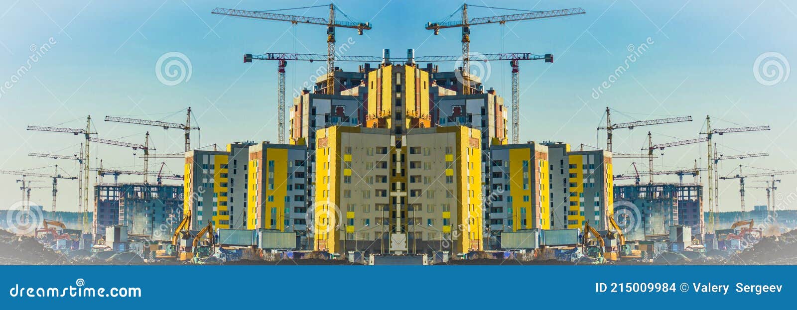 Panorama of the Construction of a New Apartment Building . Stock ...