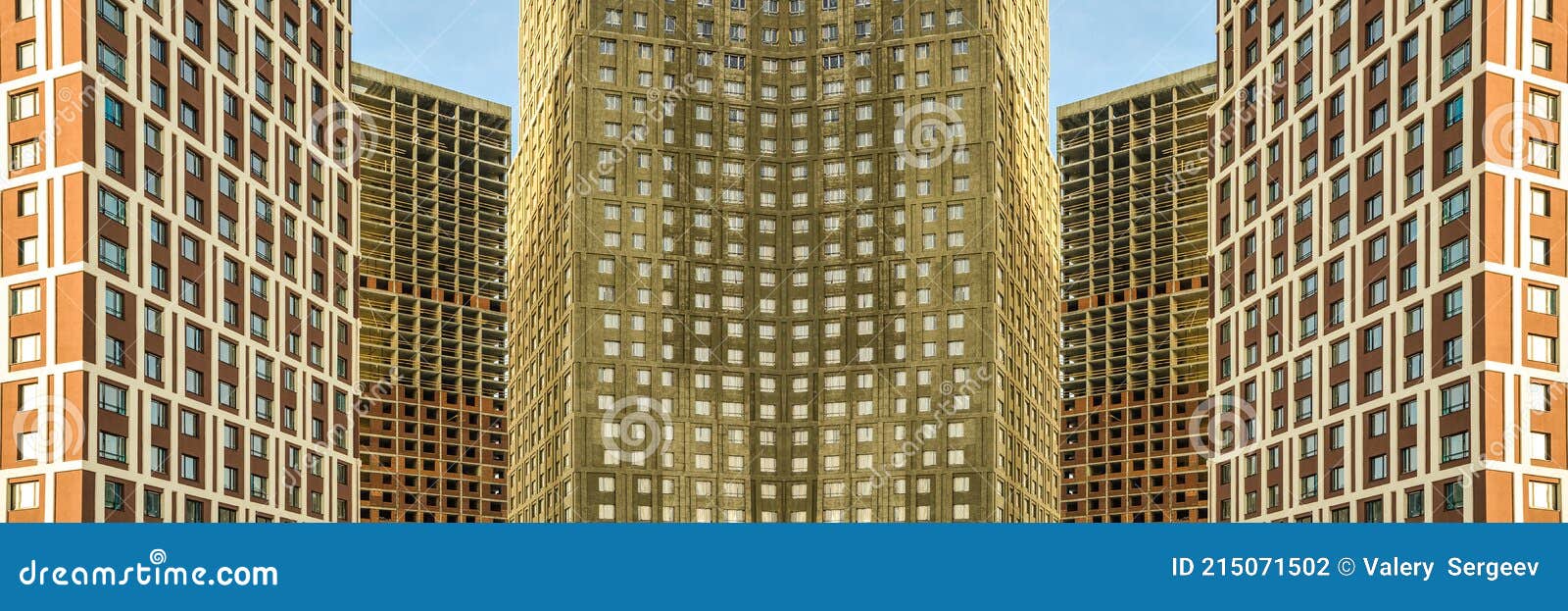 Panorama of the Construction of a New Apartment Building . Stock ...