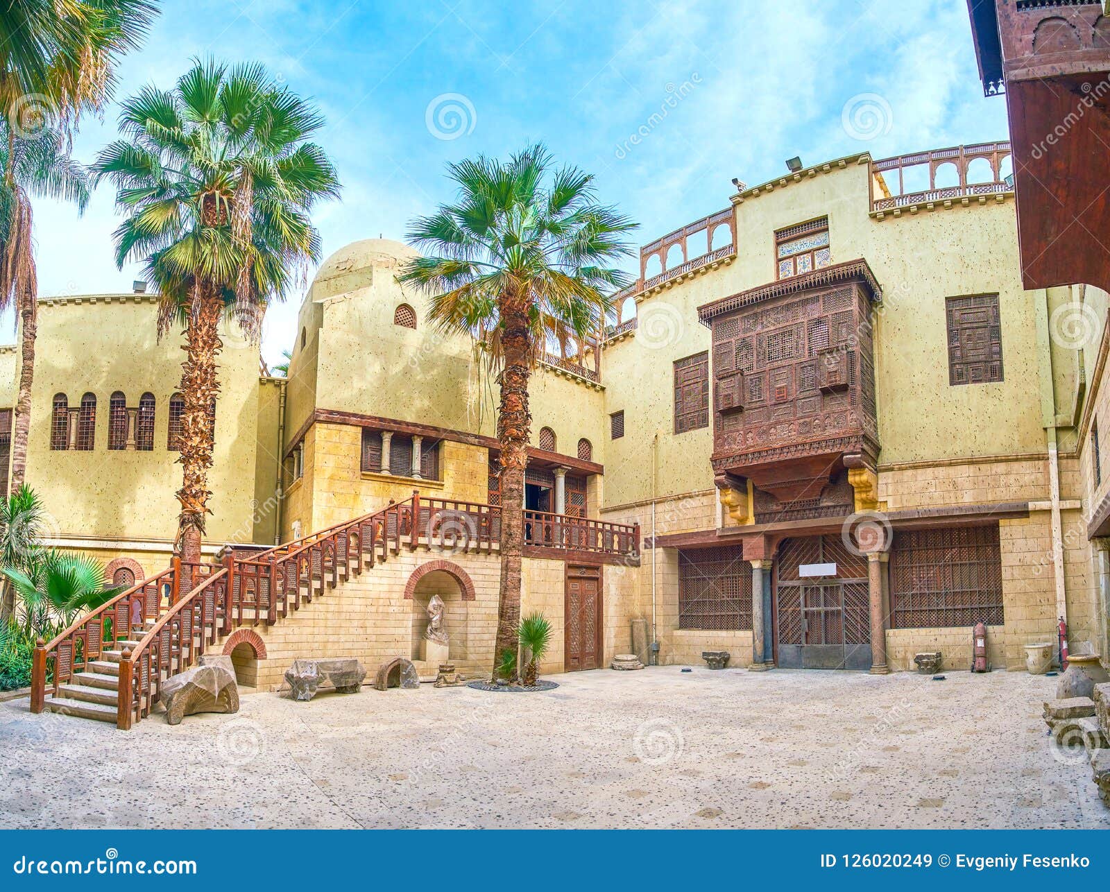 Panorama of Courtyard of Historical Edifice, Cairo, Egypt Stock Image ...