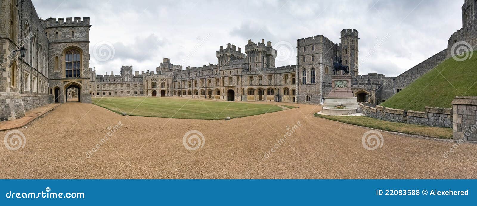Panoramic View of Courtyard, Windsor Castle - UK Stock Photo - Image of ...