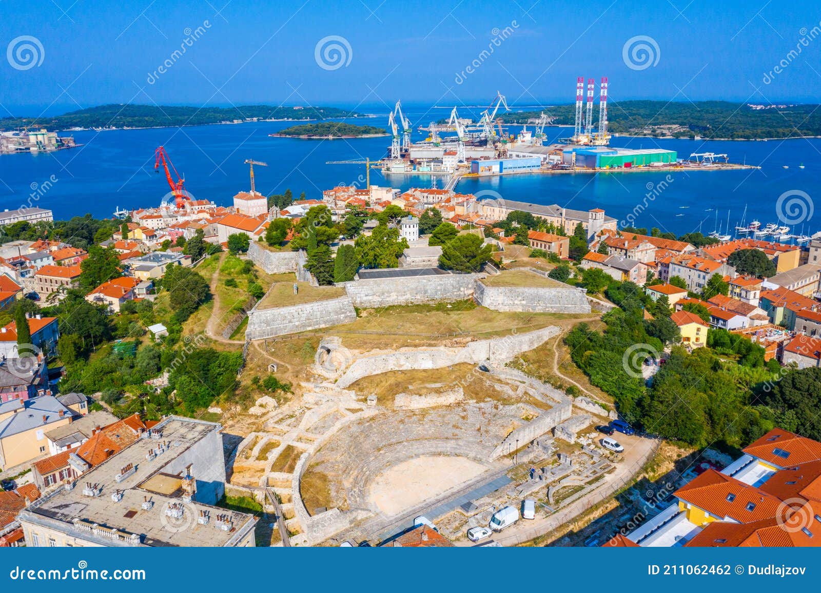 Panorama of Croatian Town Pula Stock Photo - Image of pula, city: 211062462
