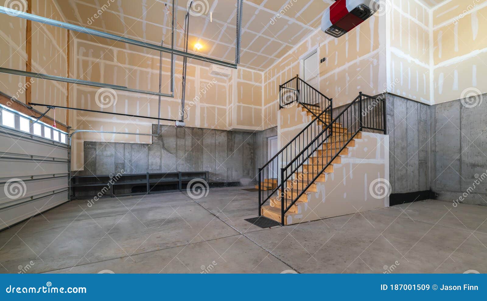 Panorama Crop Empty Open Plan Basement in a Modern House Stock Image ...