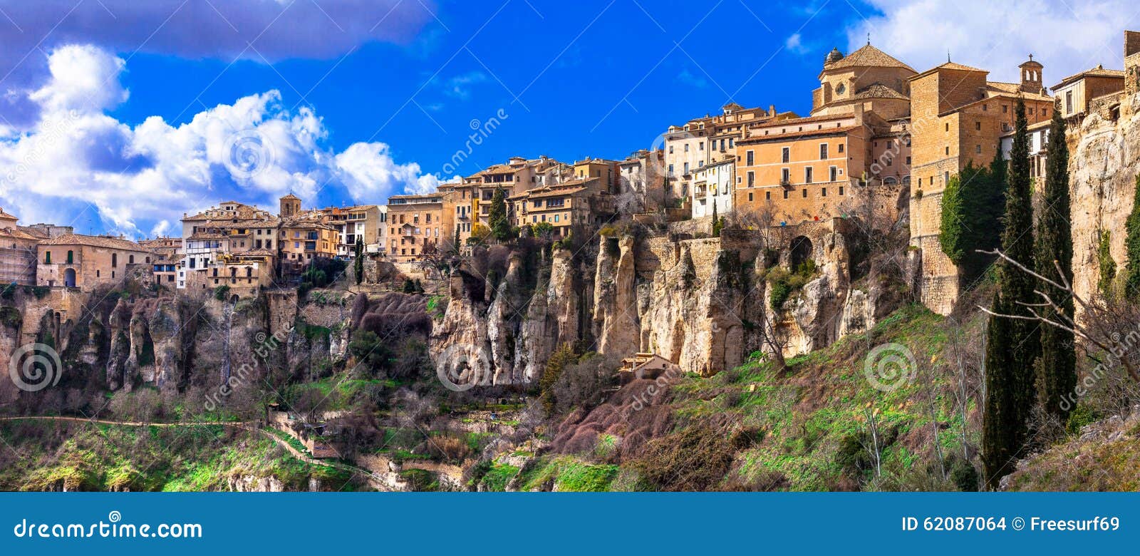 Panorama of Cuenca, Spain stock photo. Image of landmark - 62087064