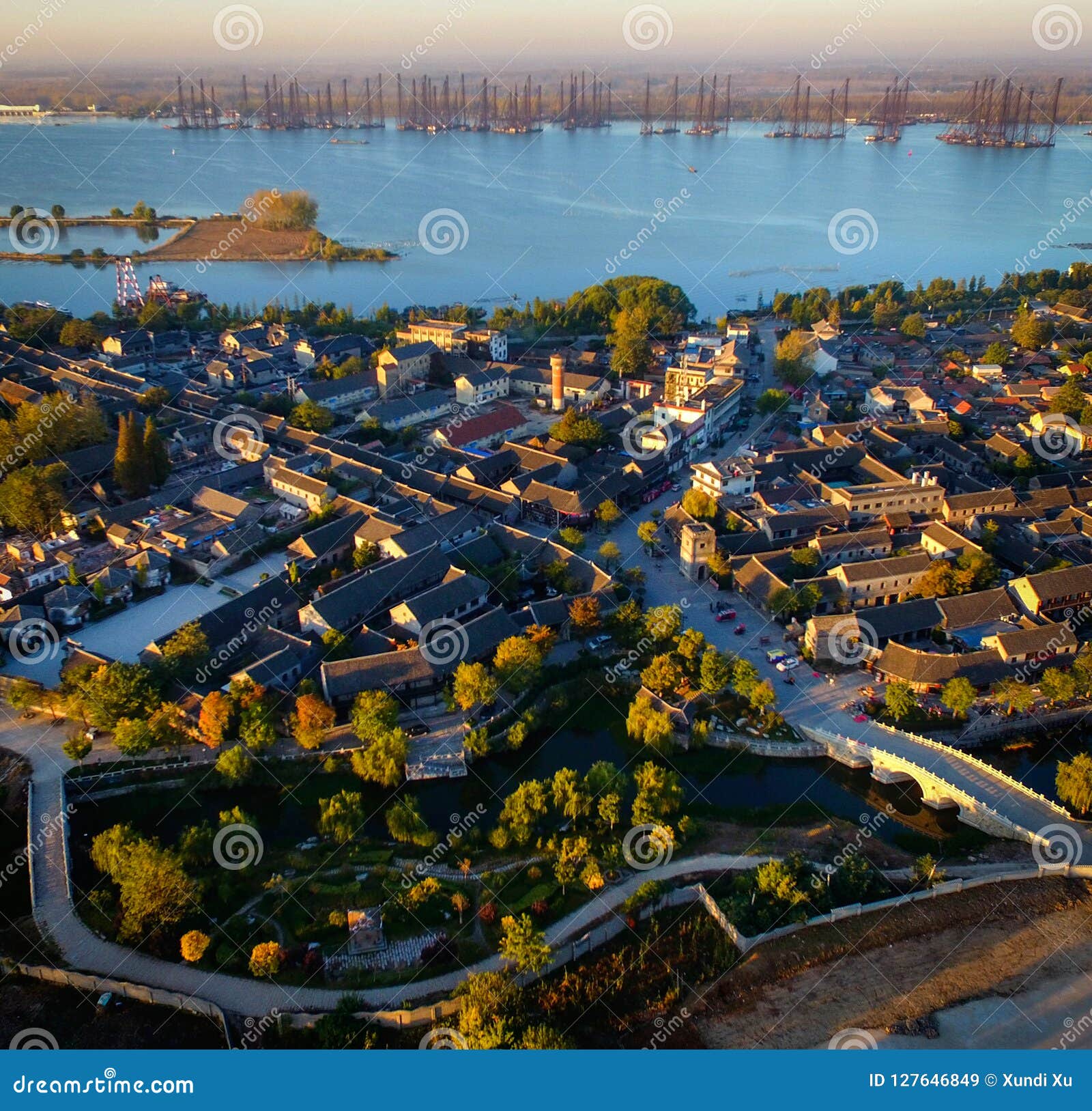 Panorama of Da Mei Town stock image. Image of opera - 127646849