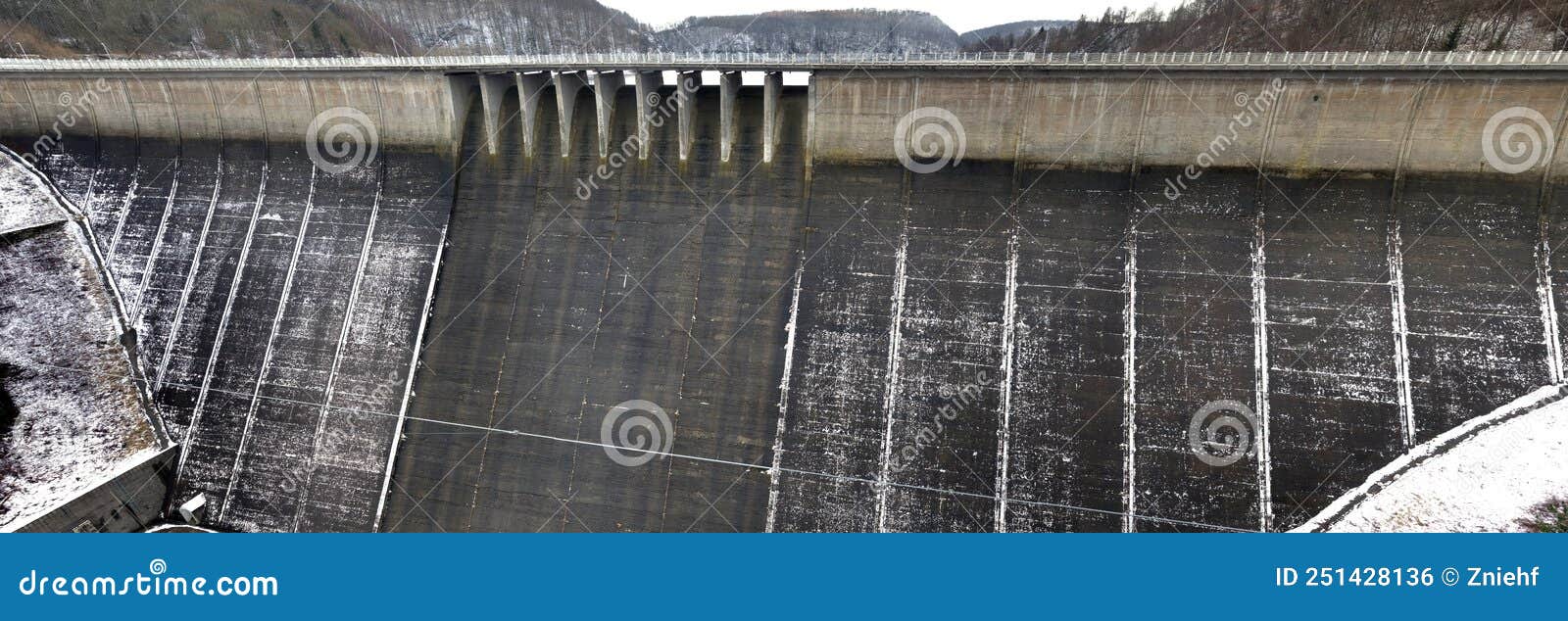 Panorama of Dam Wall of a Reservoir from Land Side, Stitched High ...