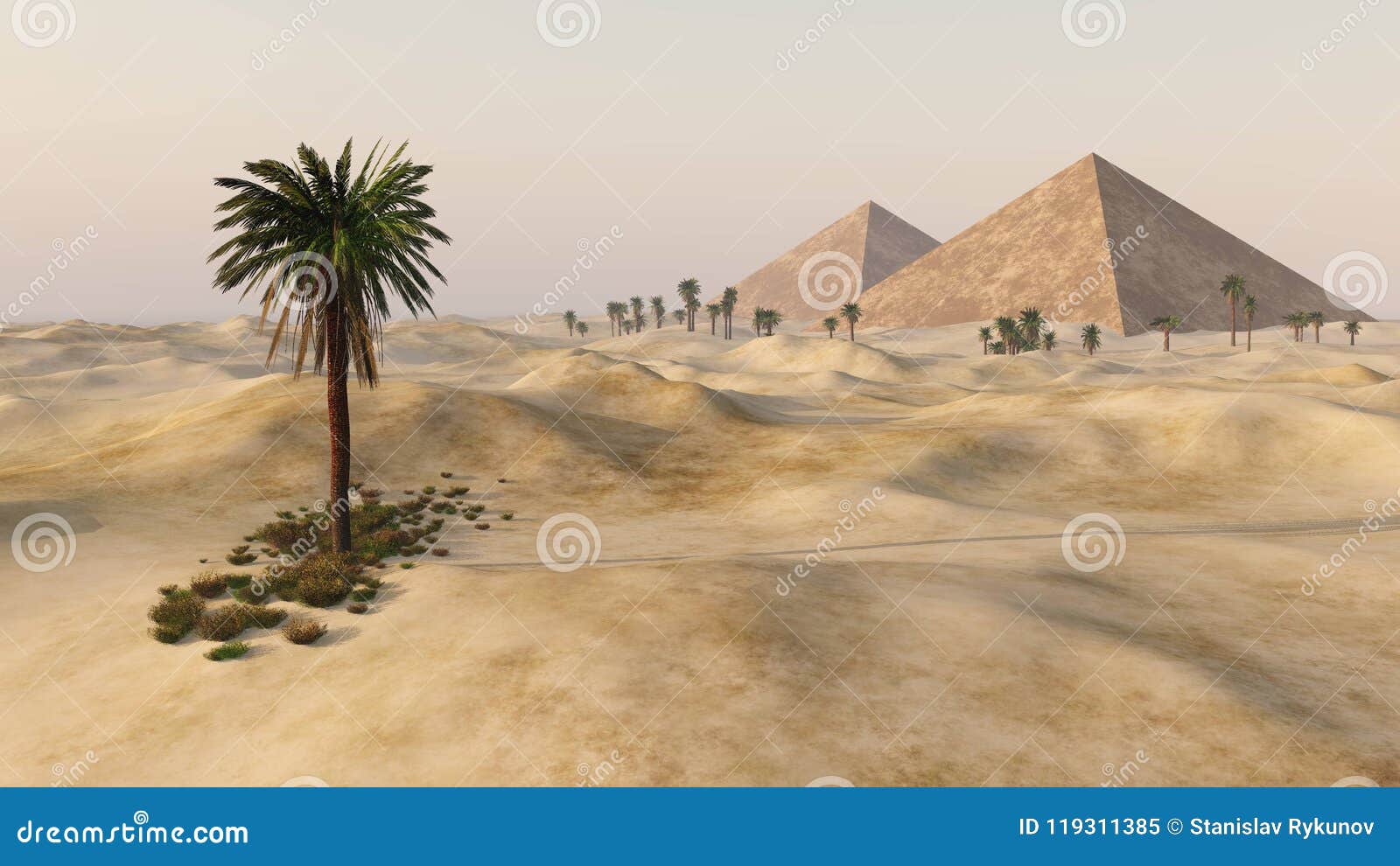 Panorama of the Desert of Sand at Sunset Stock Illustration ...