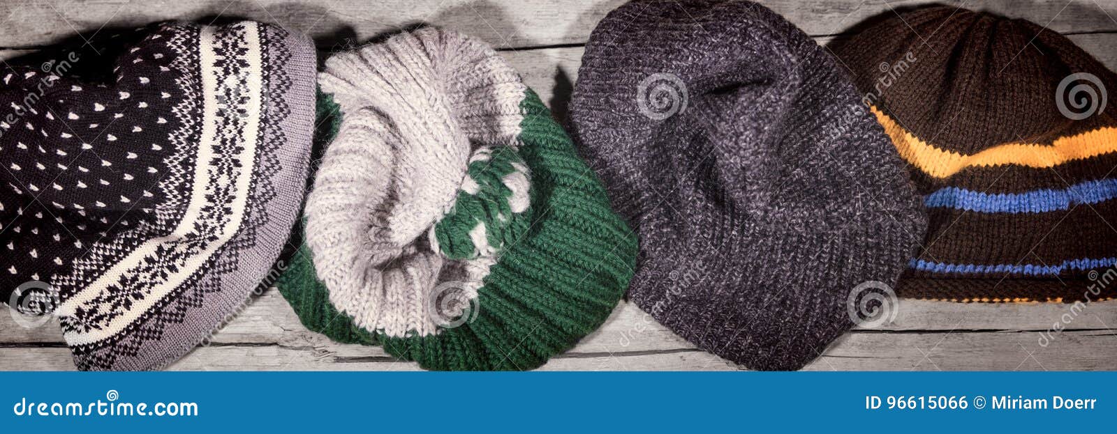 Panorama, Different Wool Caps, Selfmade Handiwork Stock Photo - Image ...