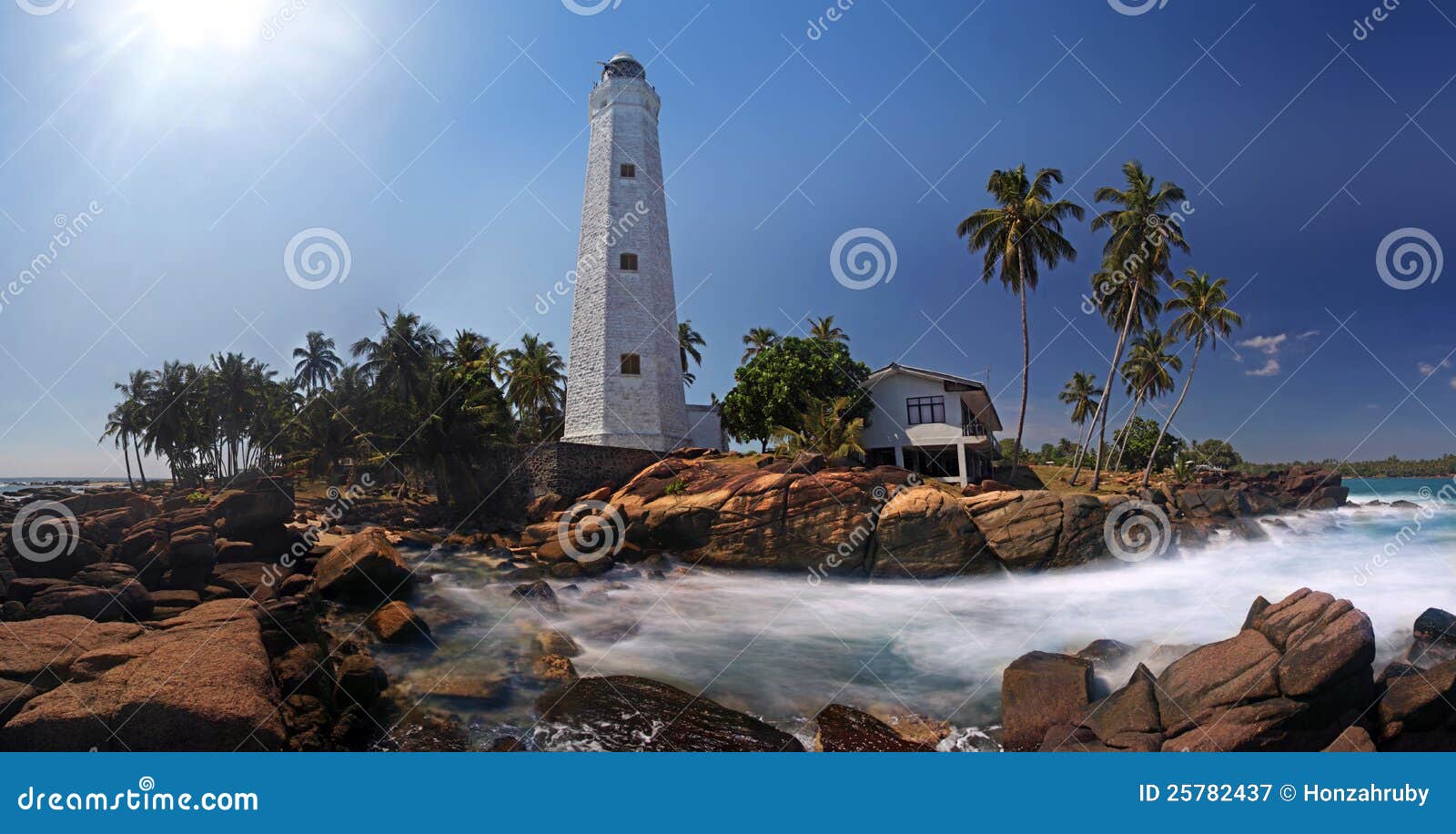 Panorama of Dondra Lighthouse Stock Image - Image of relax, coconut ...