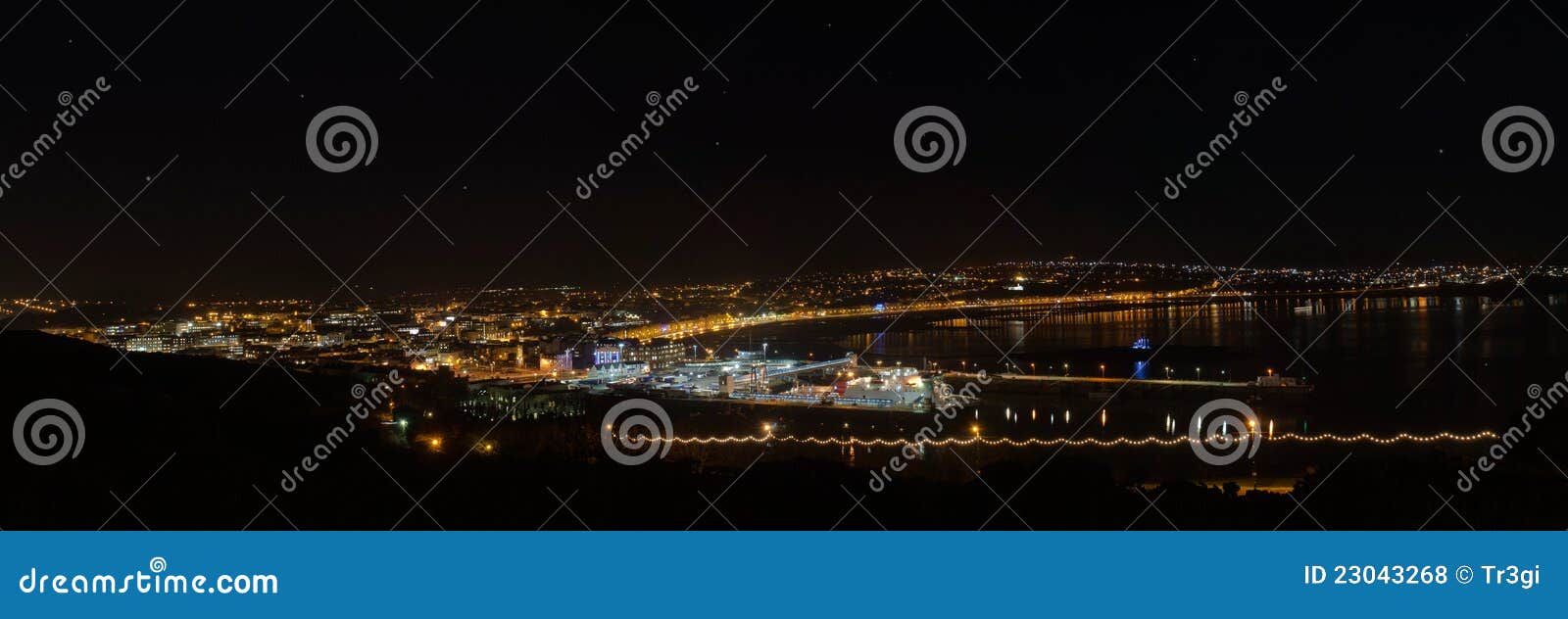 Panorama of Douglas Bay on Isle of Man at Night Stock Photo - Image of ...