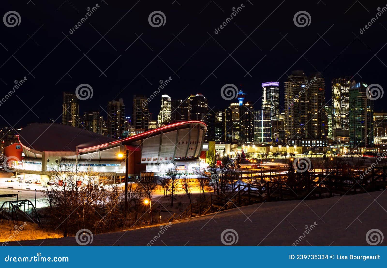 Panorama of Downtown Calgary at Night Stock Photo - Image of alberta ...